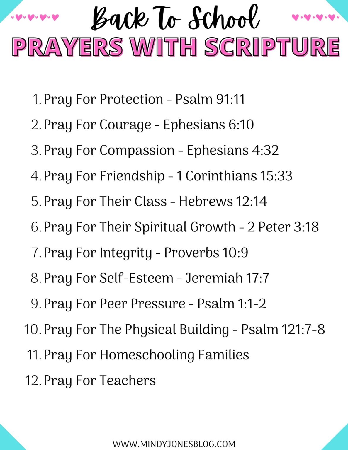 10 Back To School Prayers For Kids {Free Printable} | Mindy Jones Blog