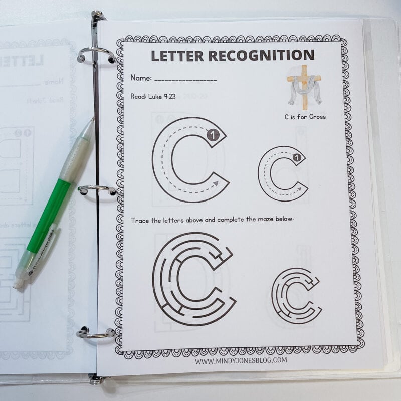 Bible Alphabet Letter Recognition Workbook For Preschoolers